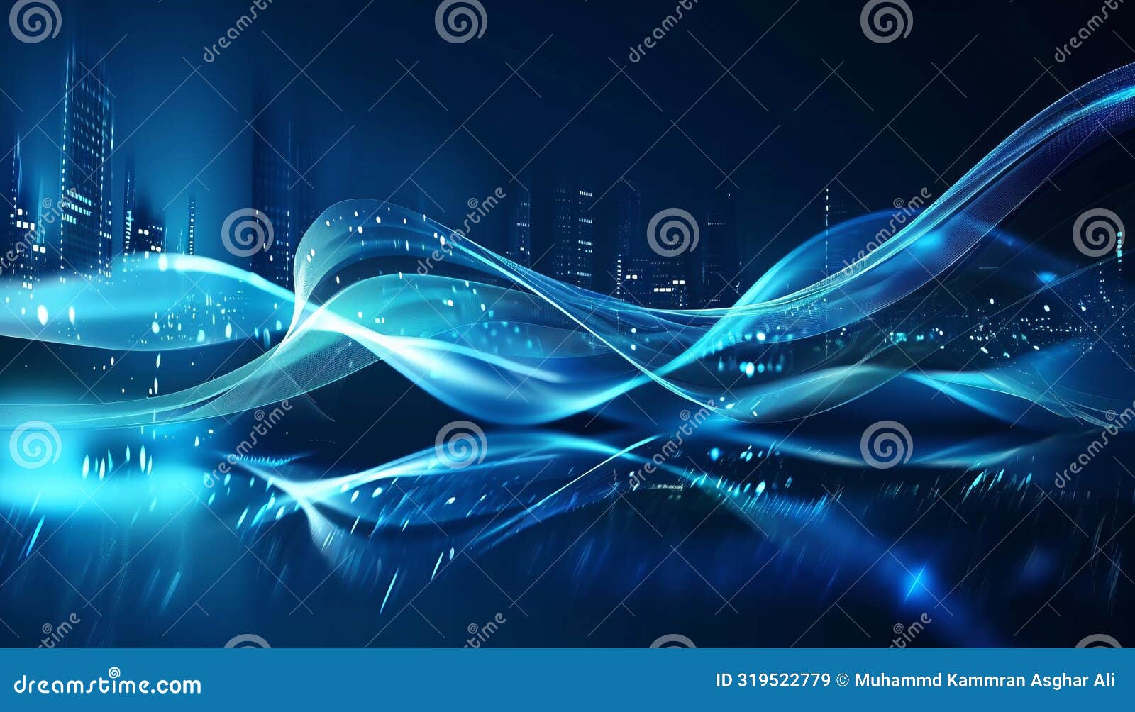 Abstract Blue Technology Wave Design, Digital Network Background ...