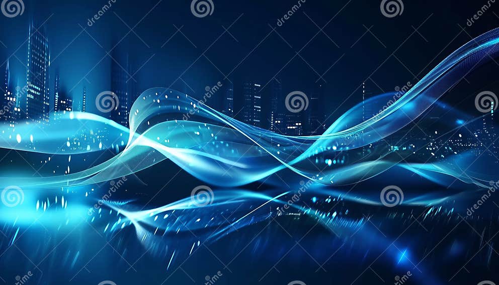 Abstract Blue Technology Wave Design, Digital Network Background, Vector Communication Concept ...