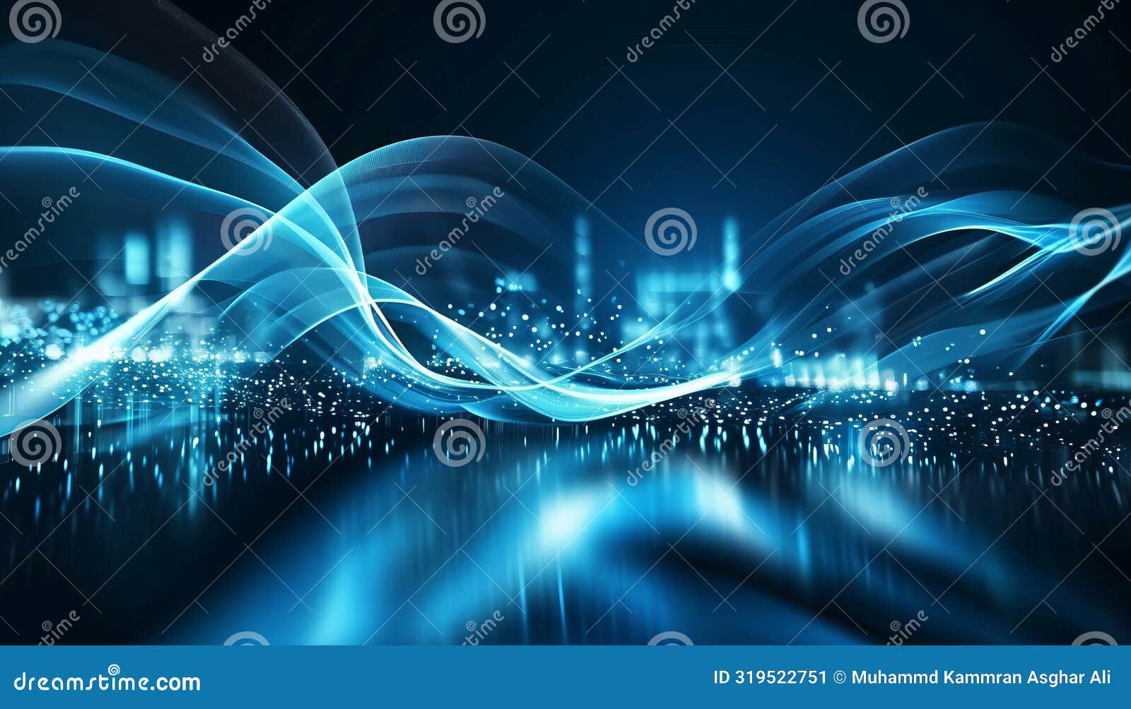 Abstract Blue Technology Wave Design, Digital Network Background ...