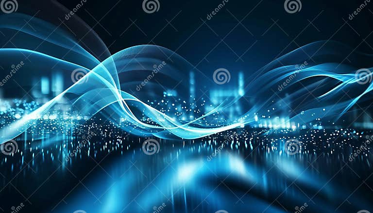 Abstract Blue Technology Wave Design, Digital Network Background ...