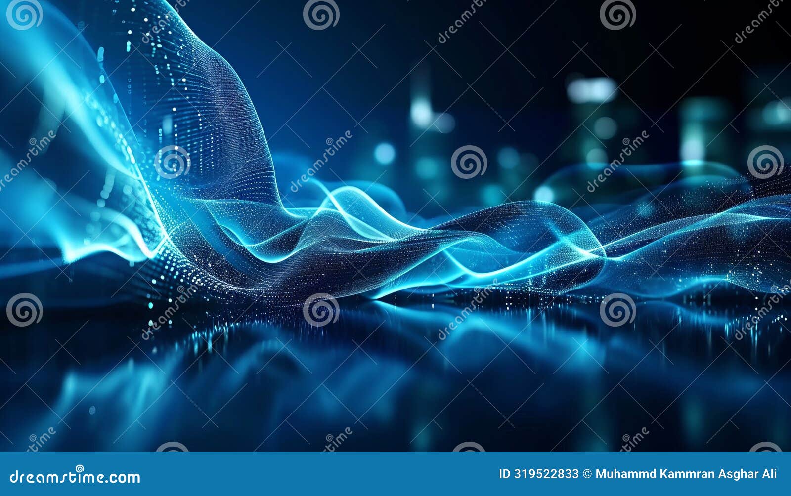 Abstract Blue Technology Wave Design, Digital Network Background ...