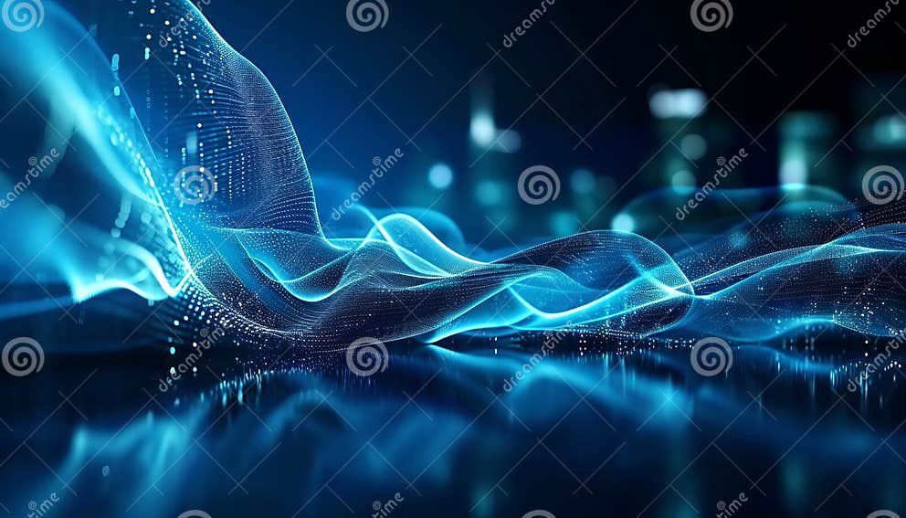 Abstract Blue Technology Wave Design, Digital Network Background ...