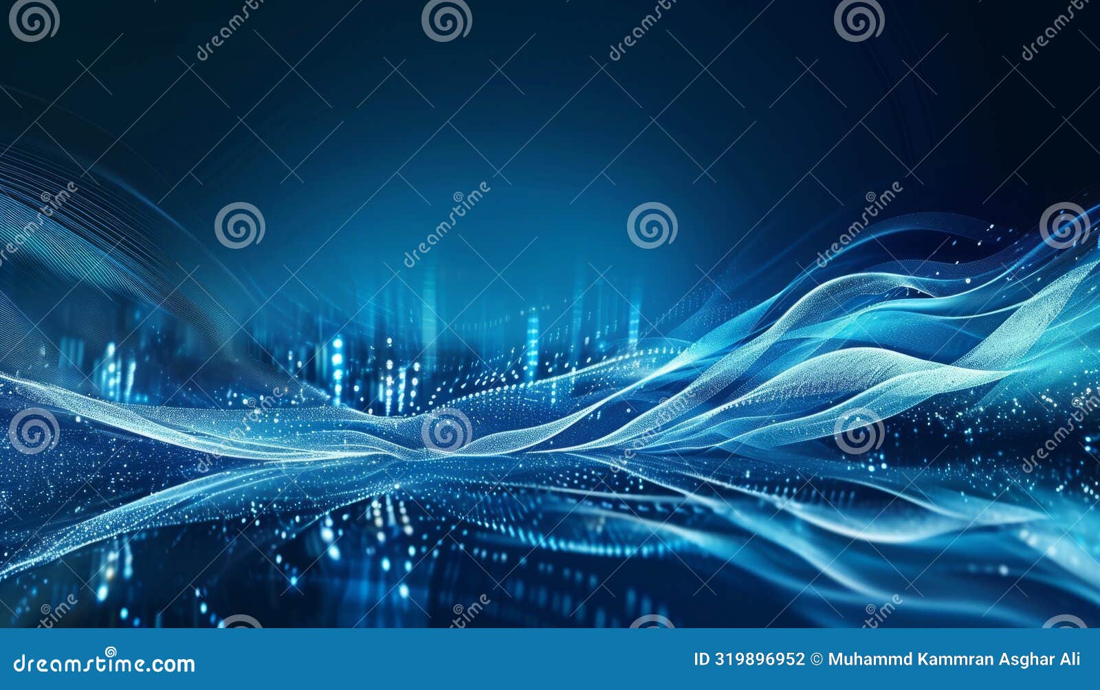Abstract Blue Technology Wave Design, Digital Network Background ...
