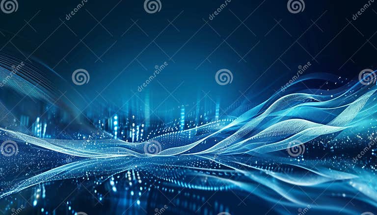 Abstract Blue Technology Wave Design, Digital Network Background, Vector Communication Concept ...