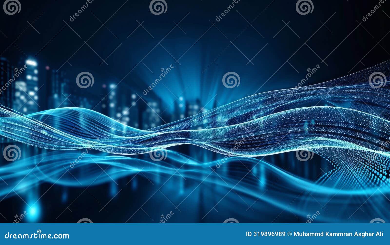 Abstract Blue Technology Wave Design, Digital Network Background ...