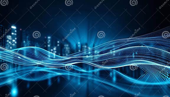 Abstract Blue Technology Wave Design, Digital Network Background ...