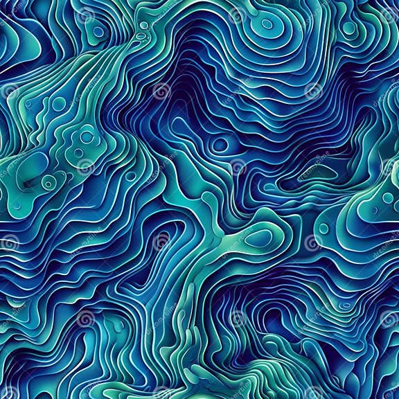Abstract Blue Topographic Map Illustration Stock Image - Image of maze ...