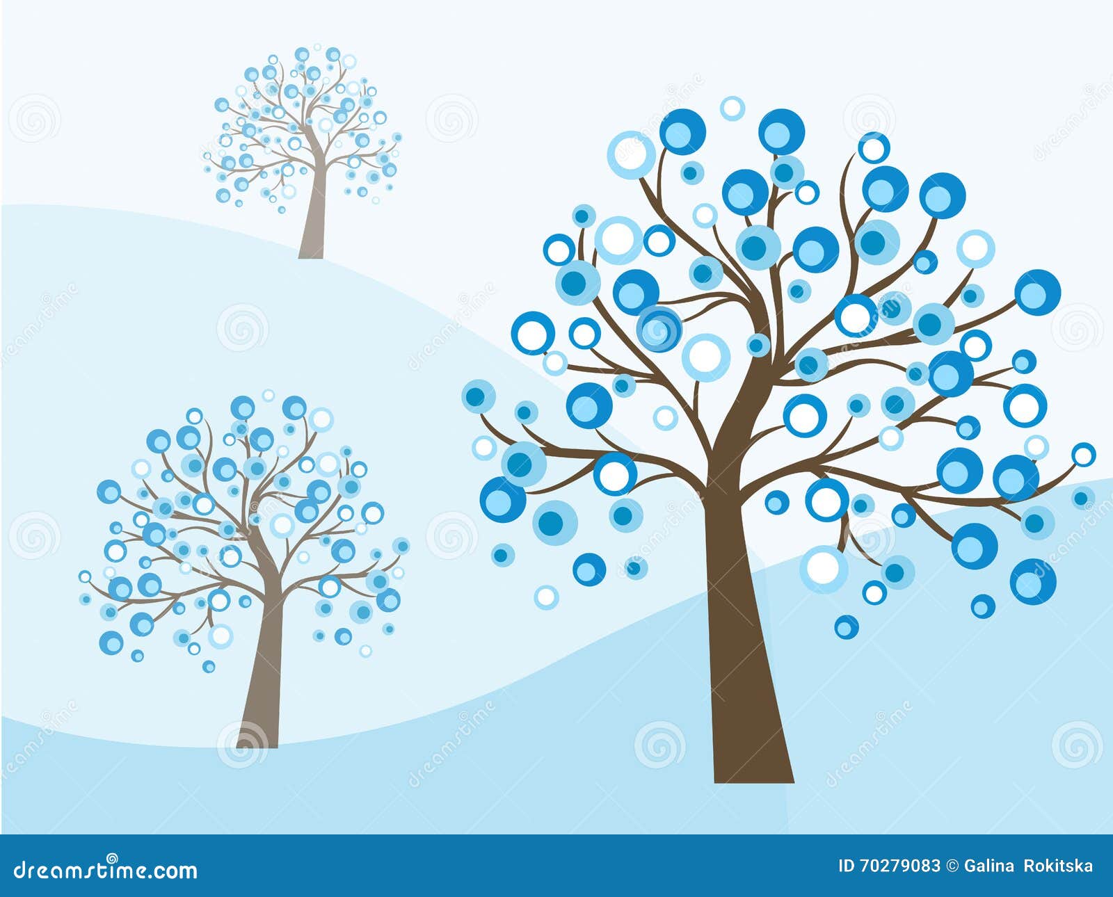 Abstract blue trees stock vector. Illustration of bird - 70279083