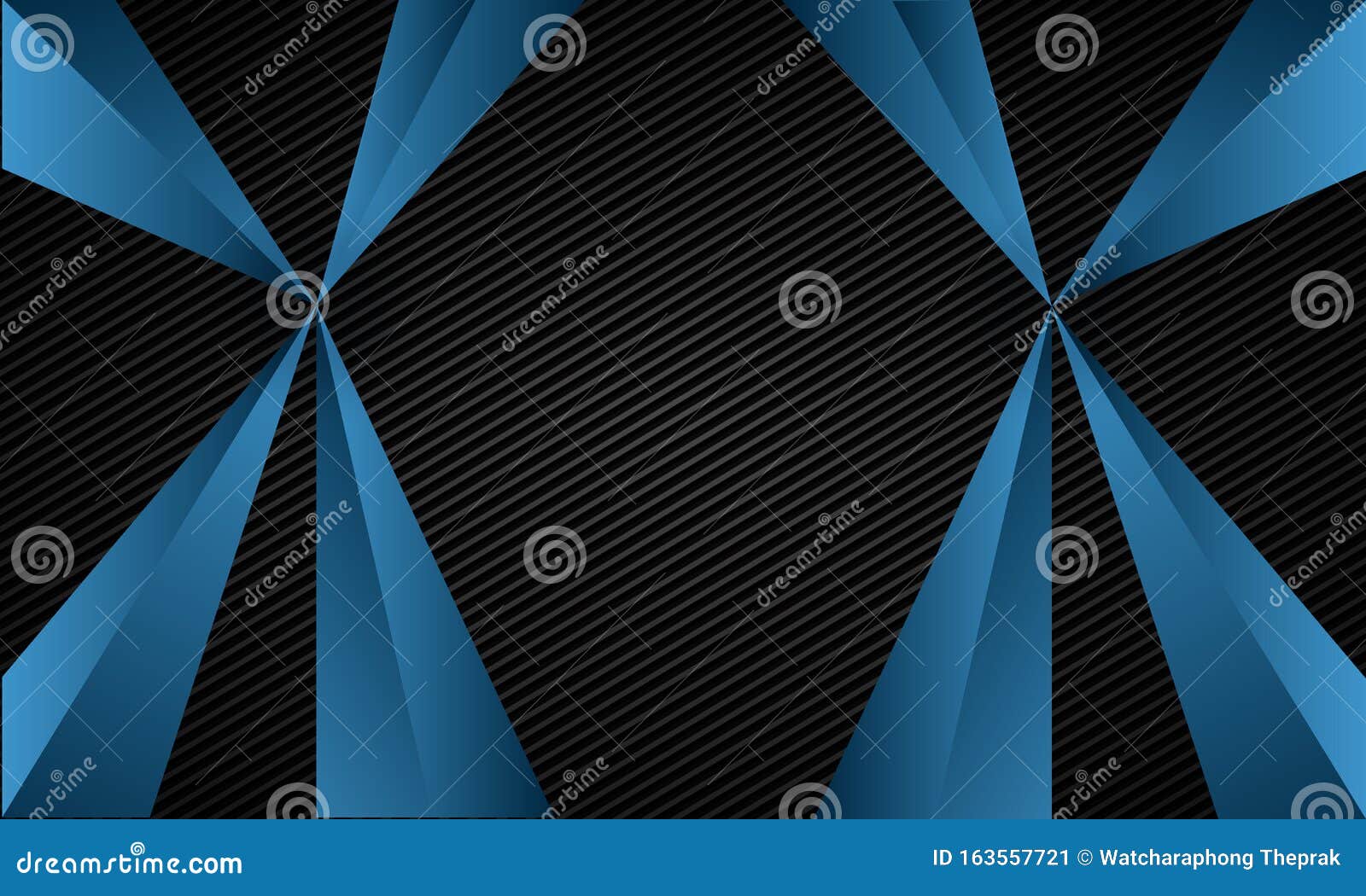 Abstract Blue Triangle and Black Background Stock Vector - Illustration ...