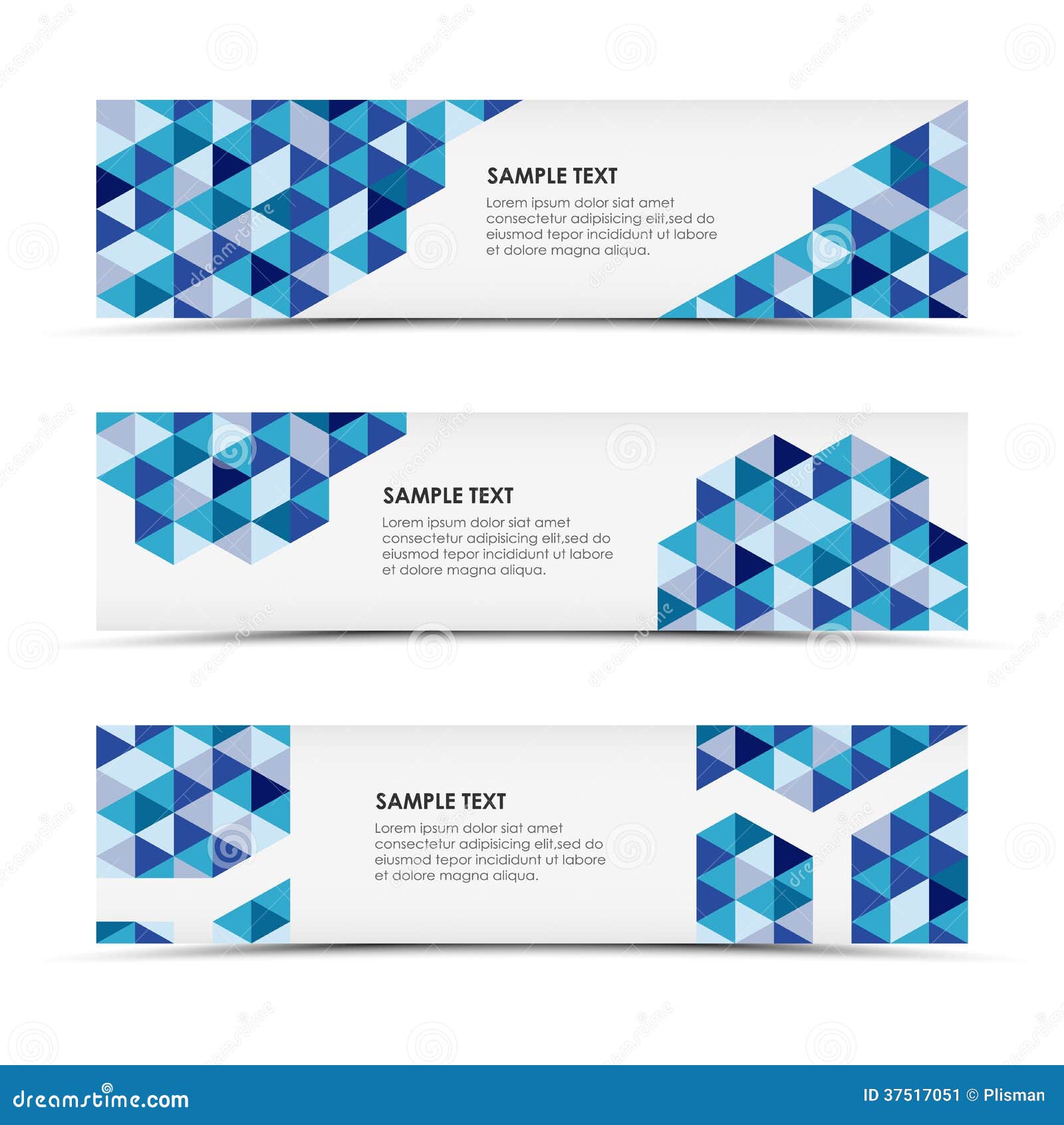 Abstract Blue Triangle Horizontal Banners Stock Vector - Illustration ...