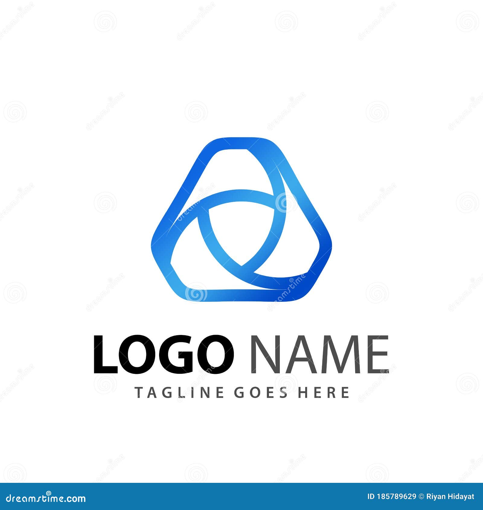 Abstract Blue Triangle with Shield Logo Design Vector Illustration ...