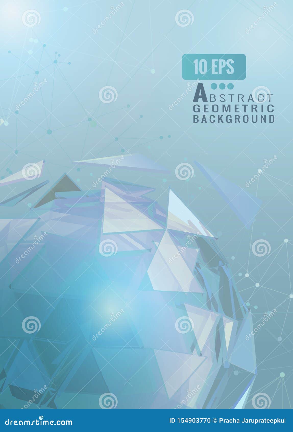 Abstract Blue Triangle Sphere on Connected Dots BG Stock Vector ...