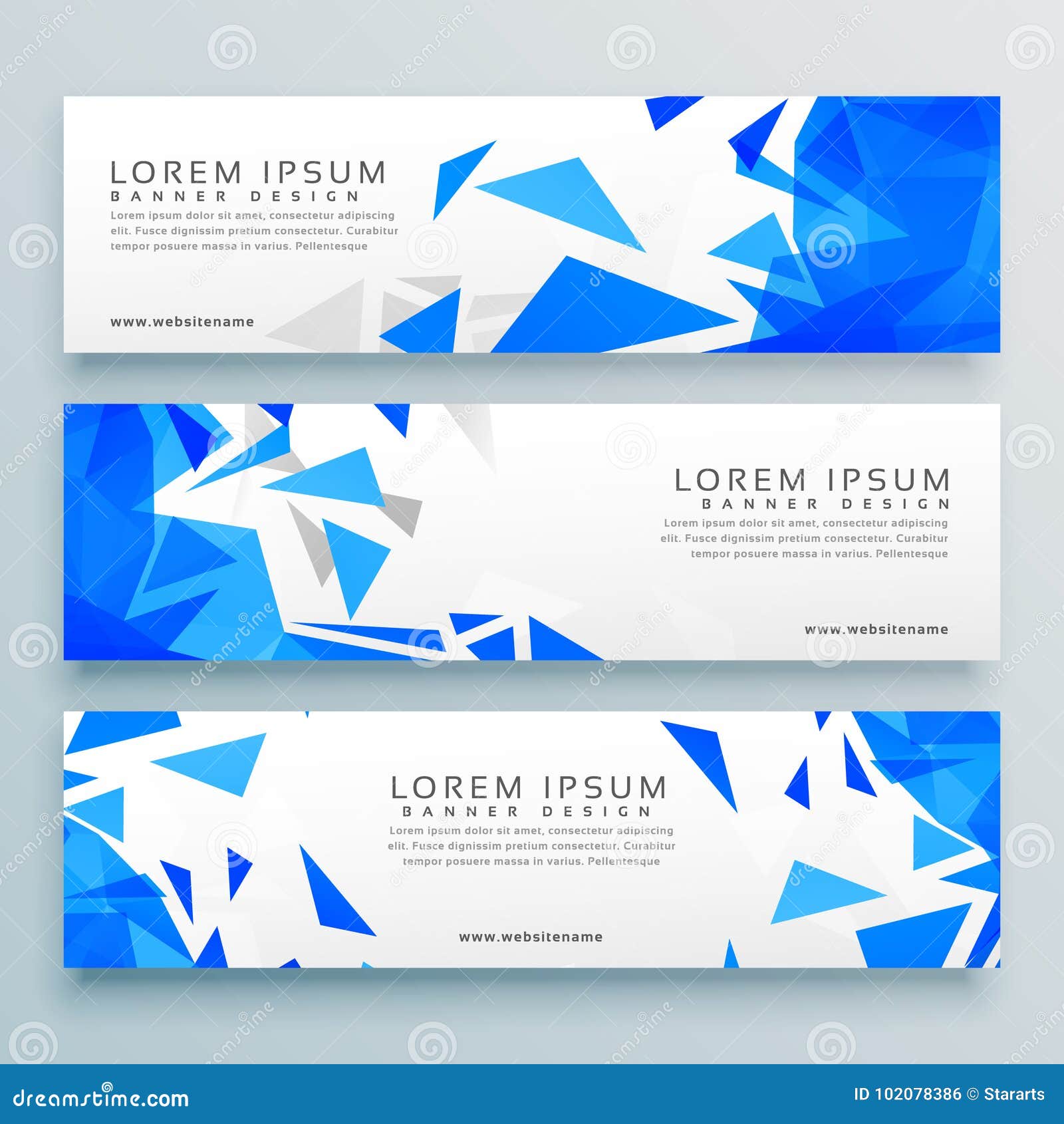 Abstract Blue Triangles Vector Web Banner or Header Template Stock ...
