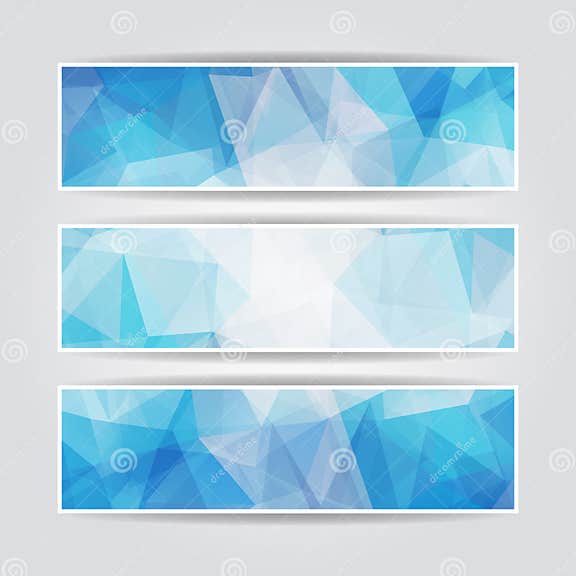Abstract Blue Triangular Banners Set Stock Vector - Illustration of ...