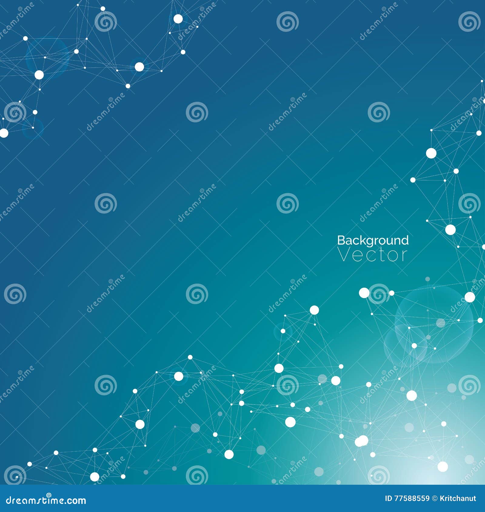 Abstract Blue Turquoise Background with Molecular Pattern Stock Vector ...