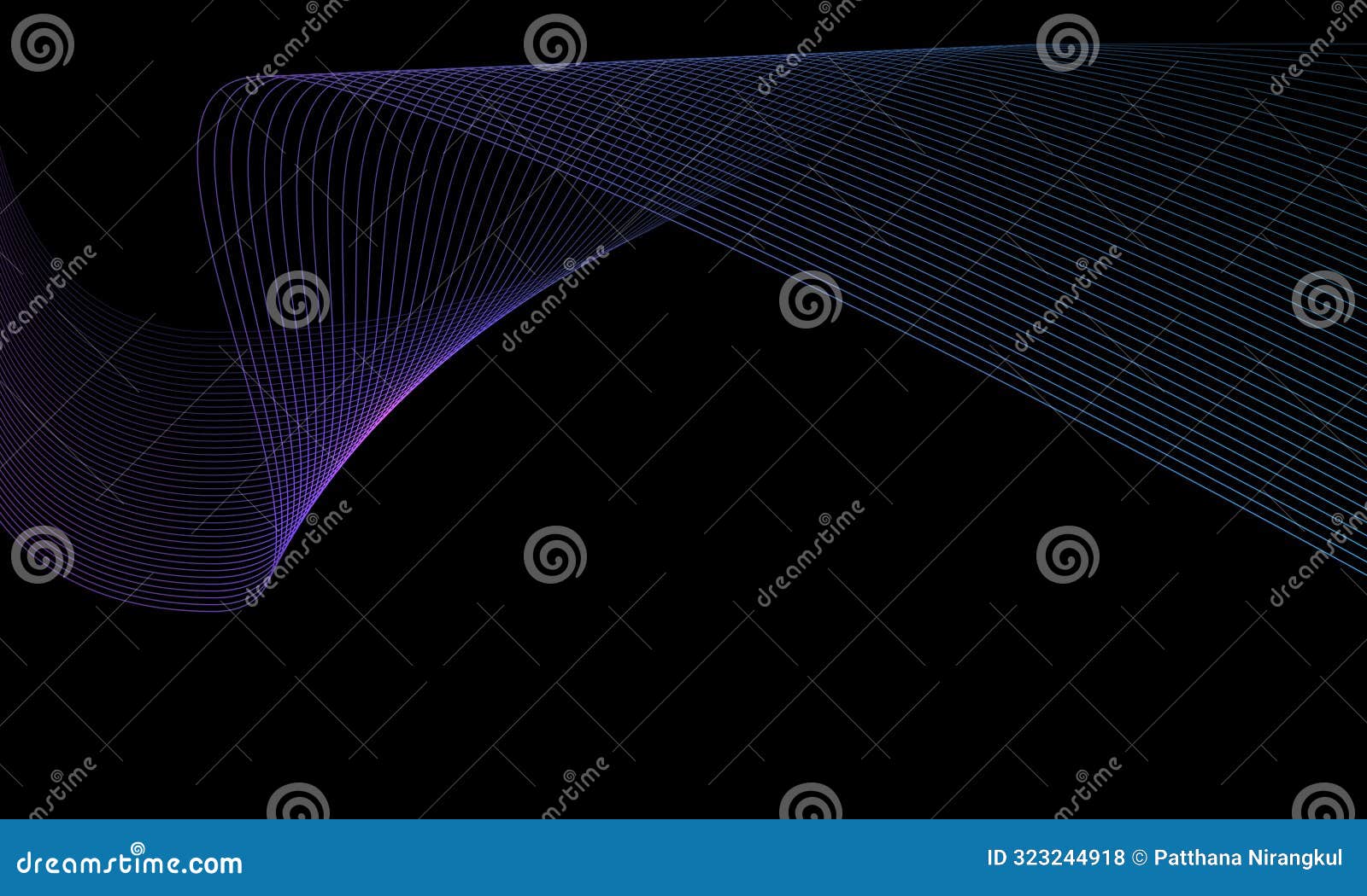 Abstract Blue Violet Lines Wave Motion on Black Blank Space Background Vector Stock Vector ...