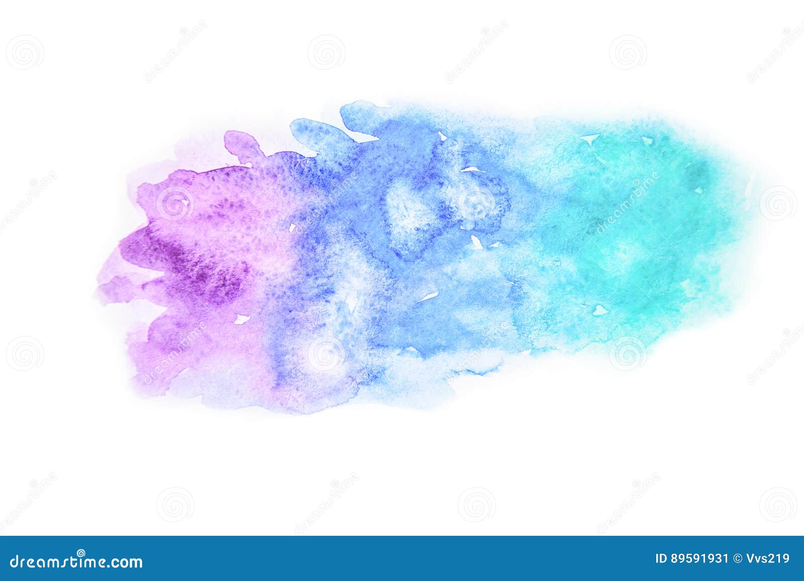 Abstract Blue, Violet and Mint Watercolor Splash on White Background ...