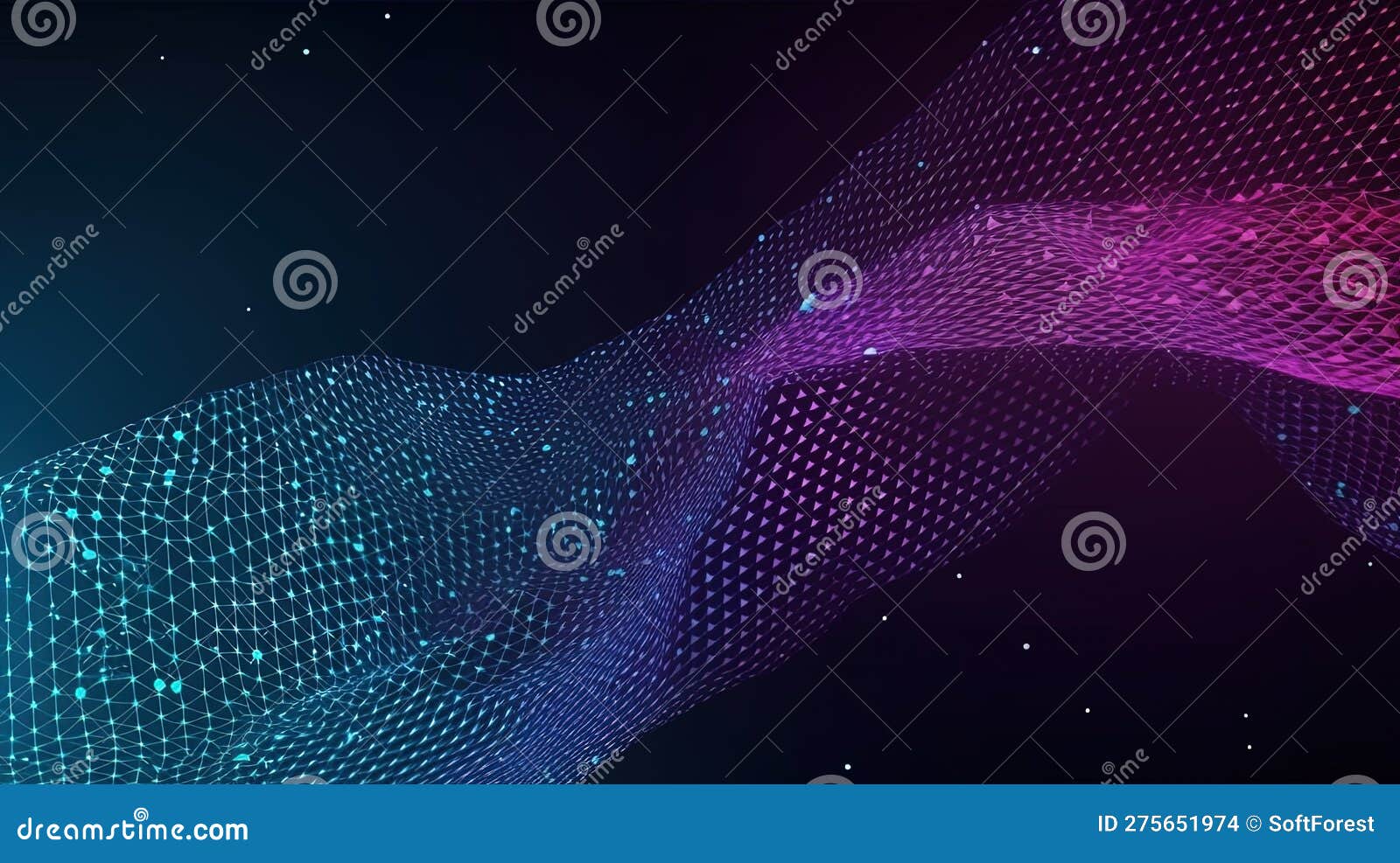Abstract Blue and Violet Technology Particles Mesh Background ...