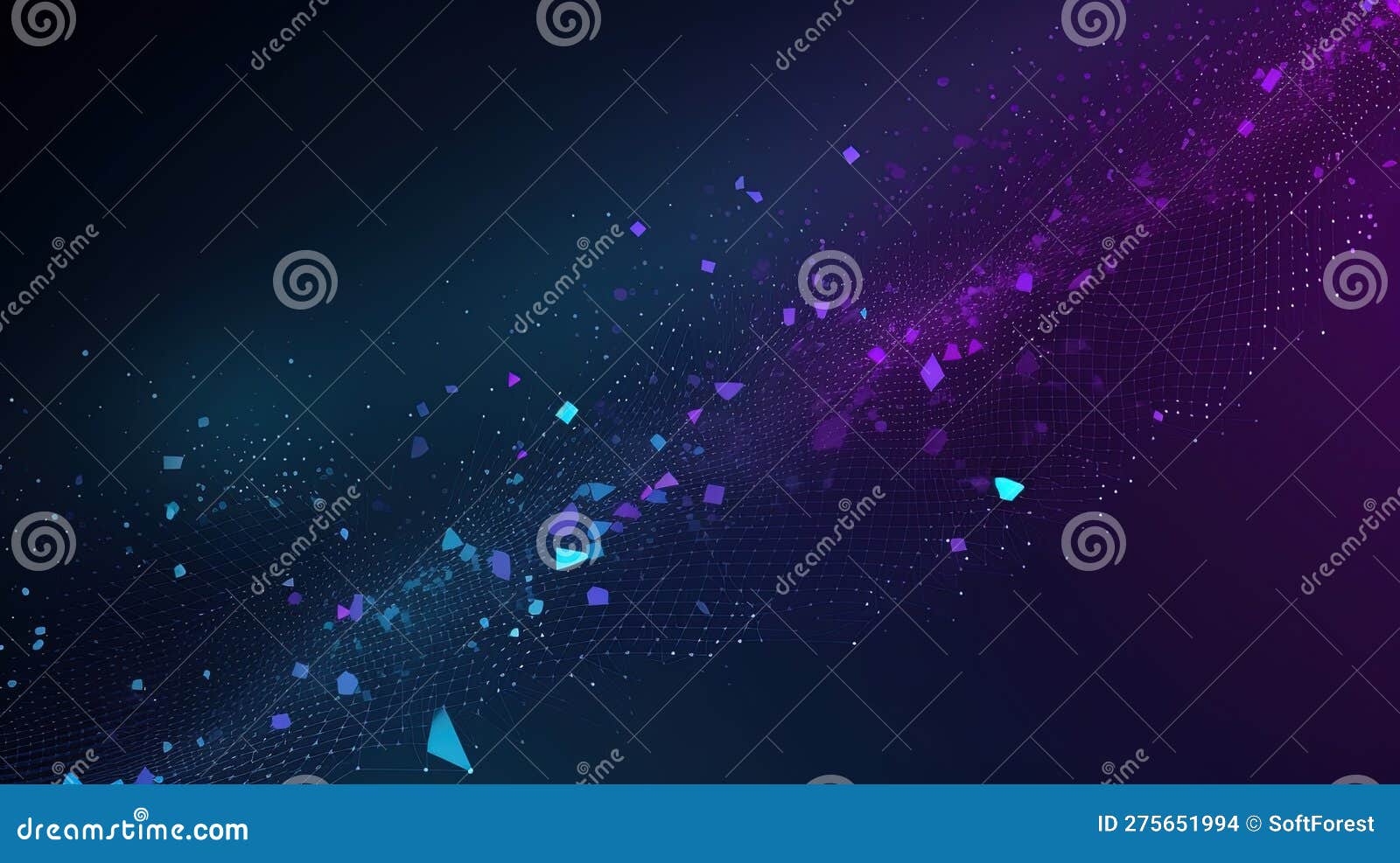 Abstract Blue and Violet Technology Particles Mesh Background ...