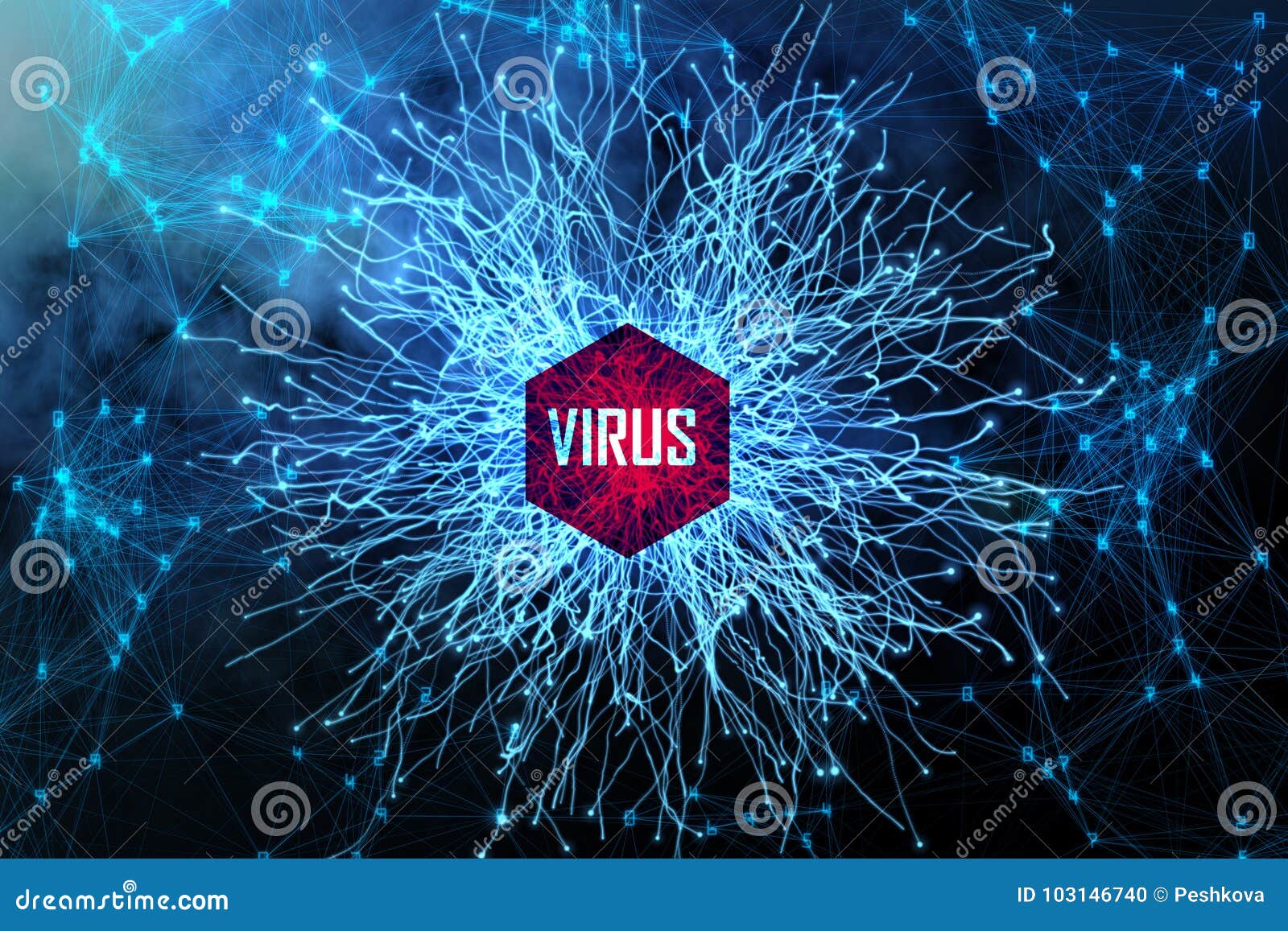Blue Virus Isolated On White Background - 3D Virology And Microbiology ...