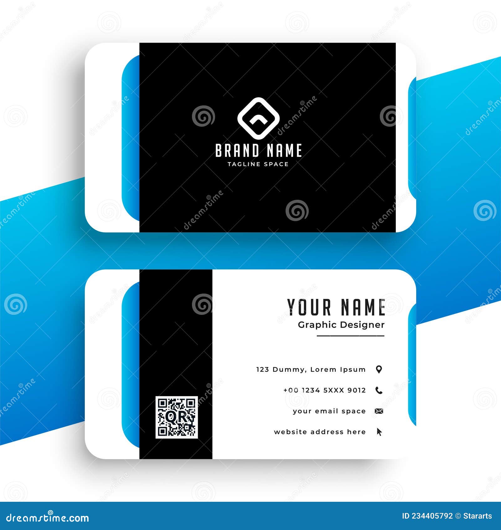 Abstract Blue Visiting Card Modern Template Stock Vector - Illustration ...