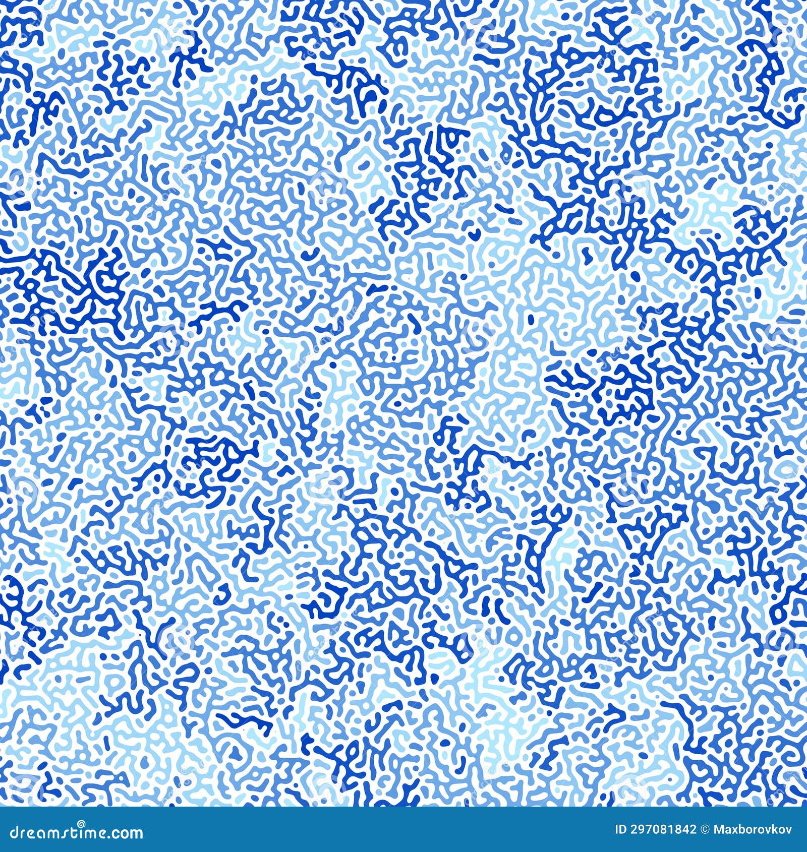 Abstract Blue Water Reaction Diffusion Psychedelic Pattern Background. Organic Line Art ...