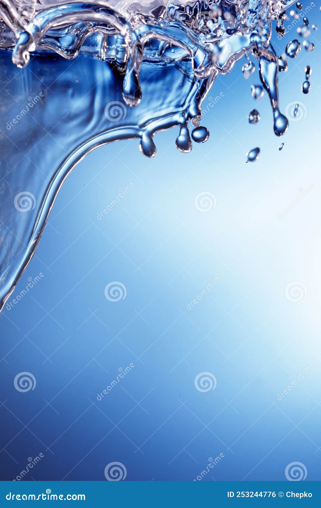 Abstract blue water splash stock photo. Image of abstract - 253244776