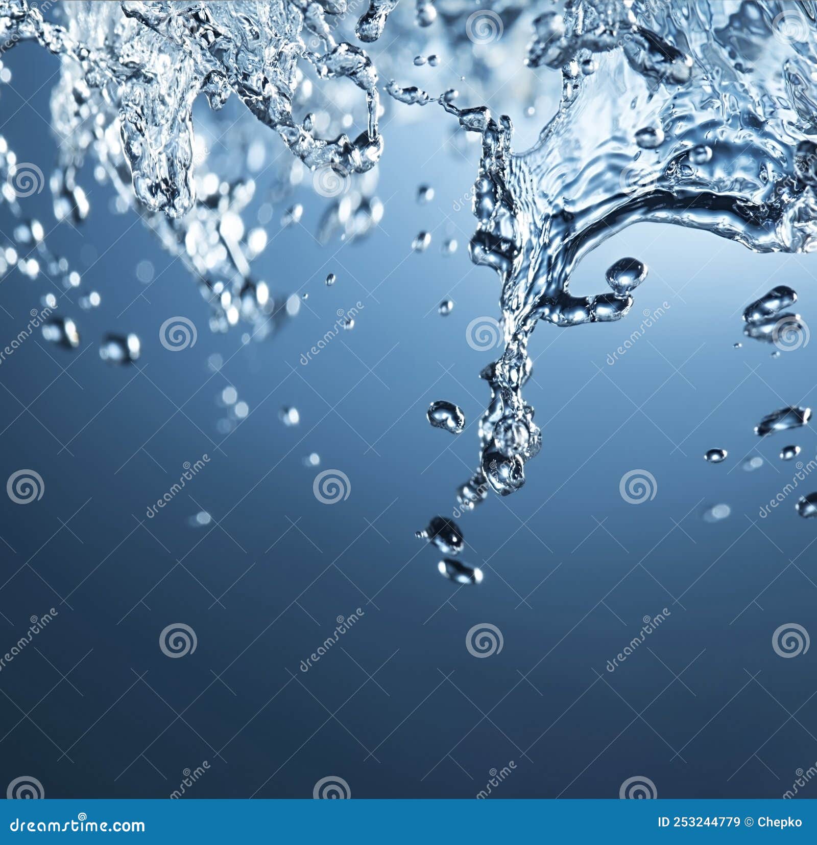 Abstract blue water splash stock image. Image of drop - 253244779