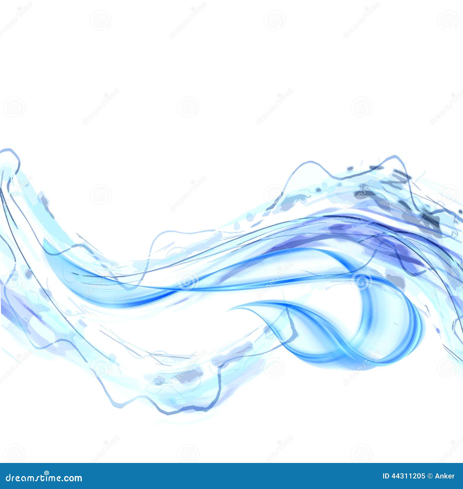 Abstract Blue Water Splash Isolated on White Background. Stock Vector ...