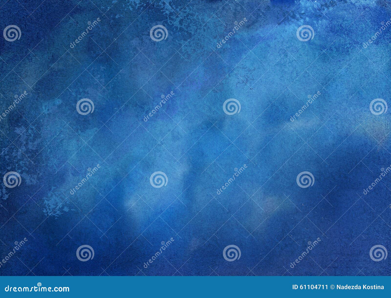 Blue Watercolor Background Texture. Old Grunge Watercolor Blotches On ...