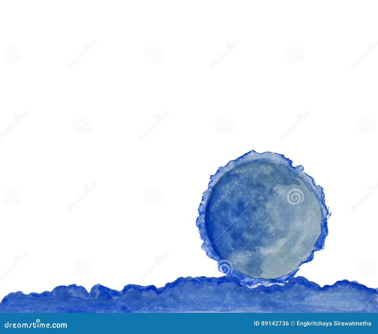 Abstract Blue Watercolor Circle and Horizontal Painted.Background or ...