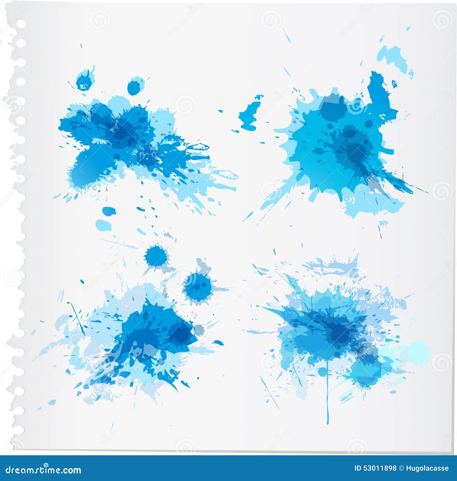 Abstract Blue Watercolor Paint Splats Stock Vector - Illustration of ...
