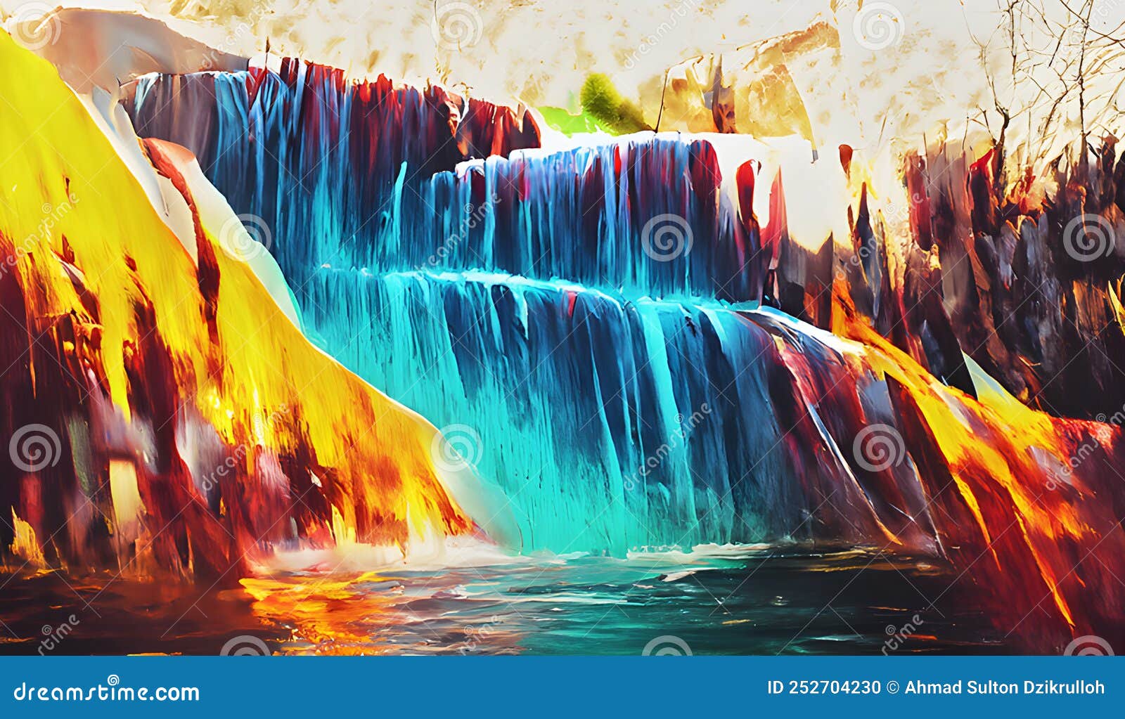 Abstract blue waterfalls stock illustration. Illustration of formation ...
