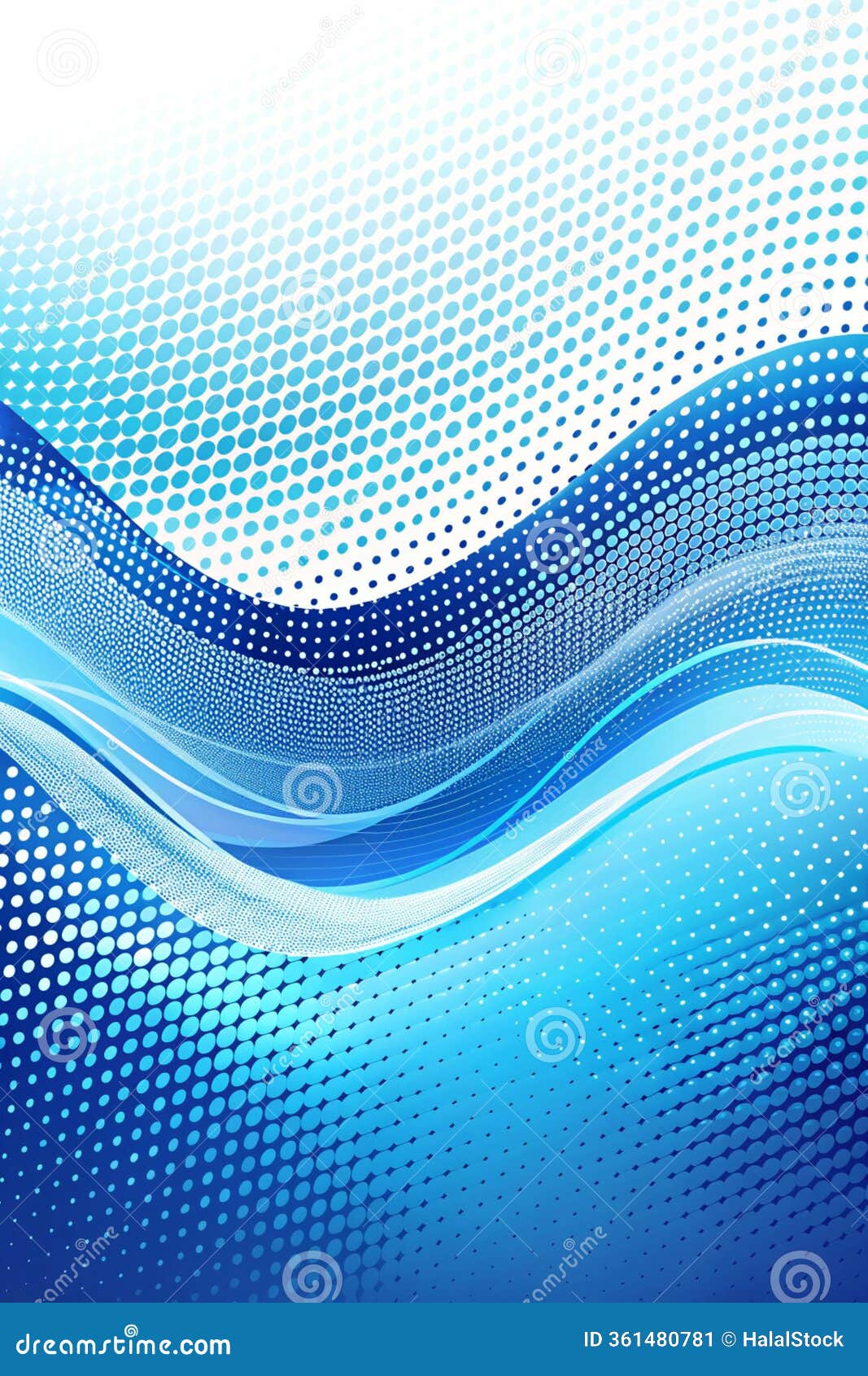 Abstract Blue Wave Background with Dots and Wavy Lines Stock ...