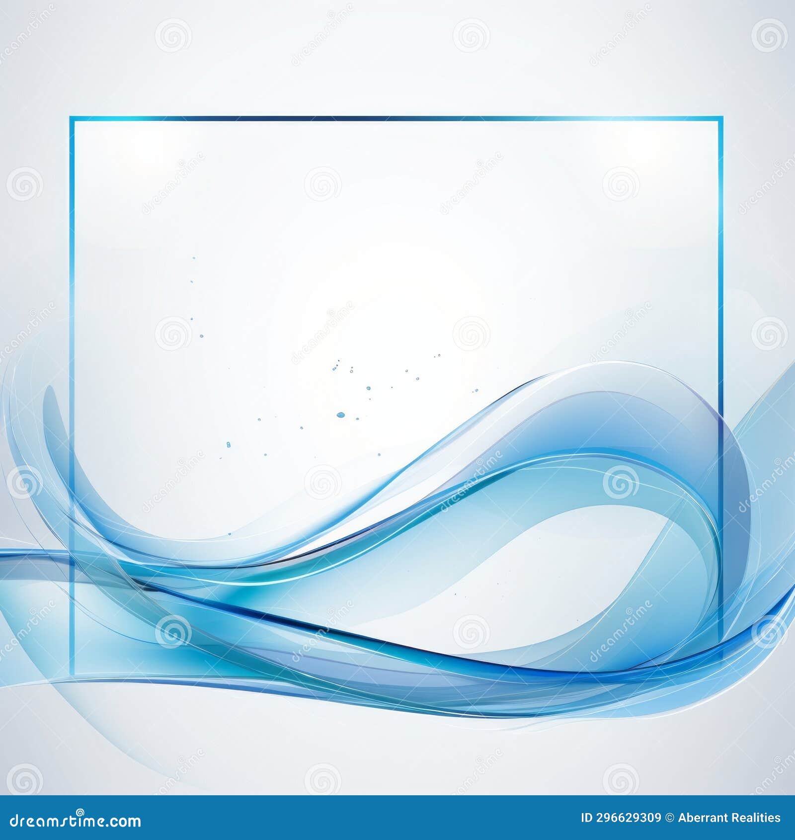 Abstract Blue Wave Background with a Square Frame Stock Illustration ...