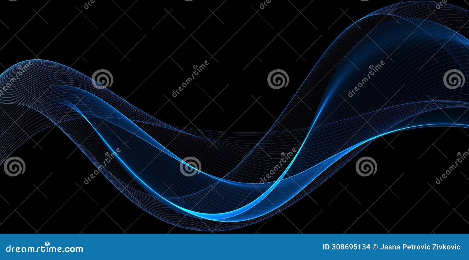 Abstract Blue Wave on Black Background Stock Illustration ...