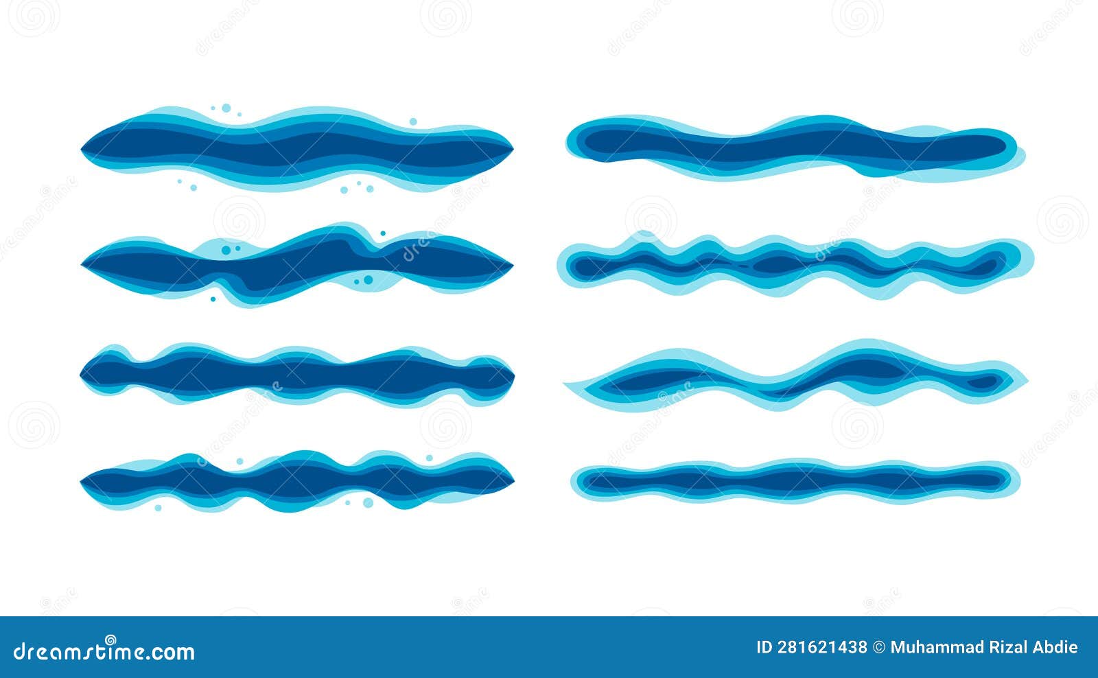 Abstract Blue Wave Border Divider Decoration Collection Set for Layout ...