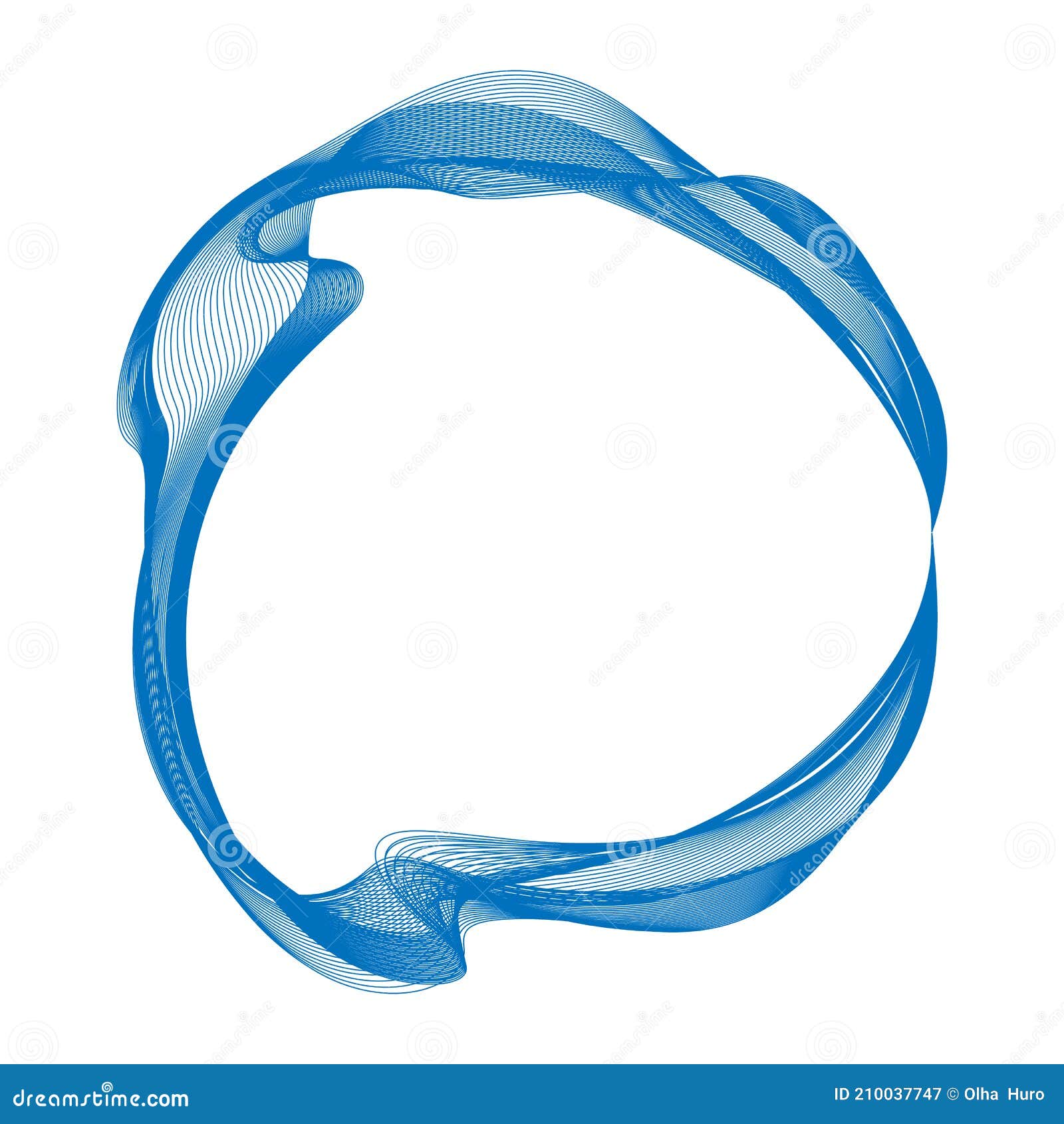 Abstract Blue Wave in a Circle, Frame of Wavy Lines, Vector Design ...
