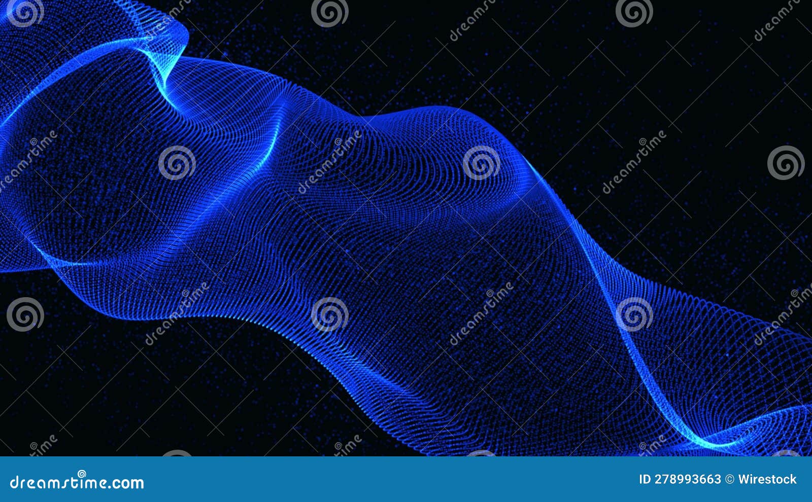 Abstract Blue Wave Design, Isolated on a Black Background Stock ...
