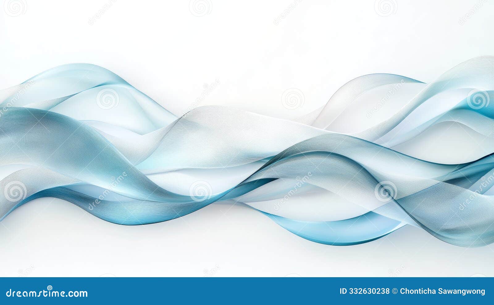 Abstract Blue Wave Design on White Background. Fluid and Dynamic ...