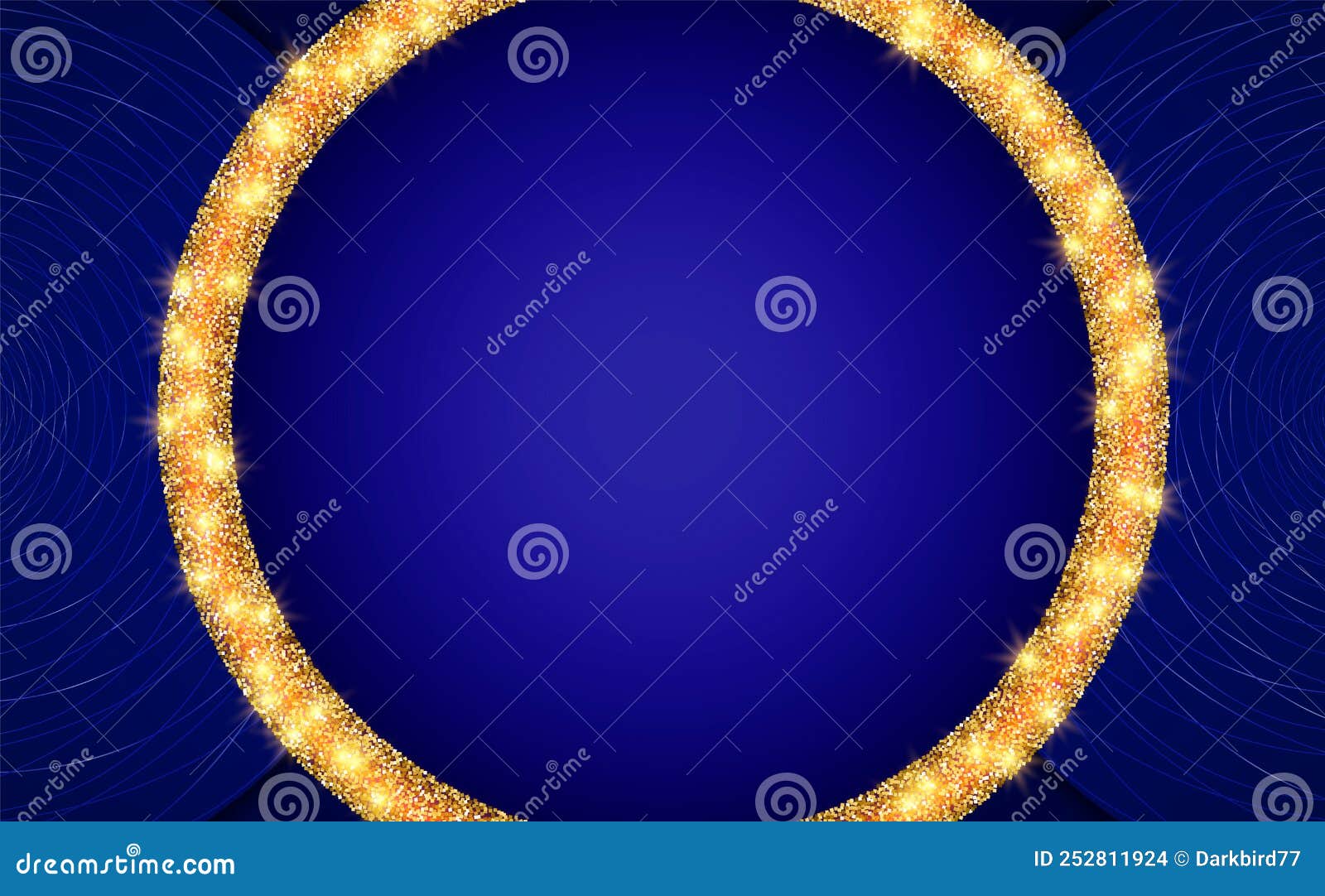 Abstract Blue Wave Dynamic Round Shapes with Golden Sparkle Circle ...