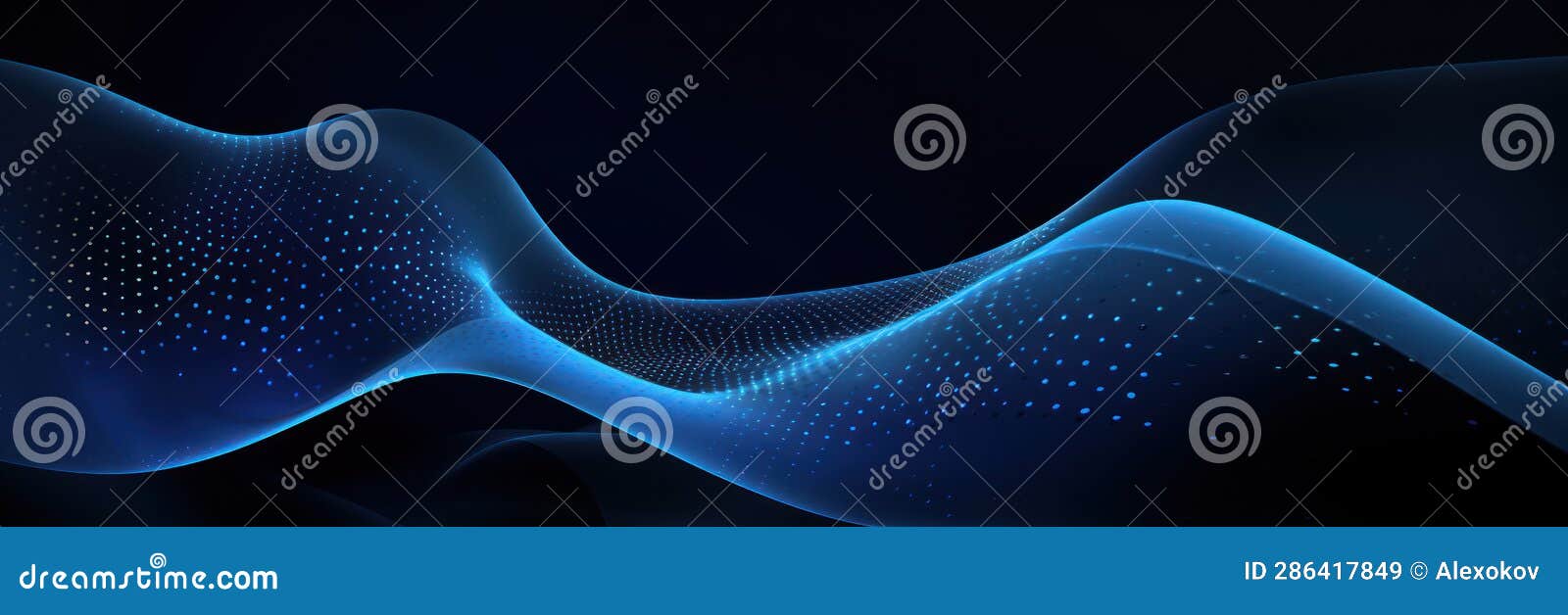 Abstract Blue Wave with Intertwined Networks AI Generated Stock ...