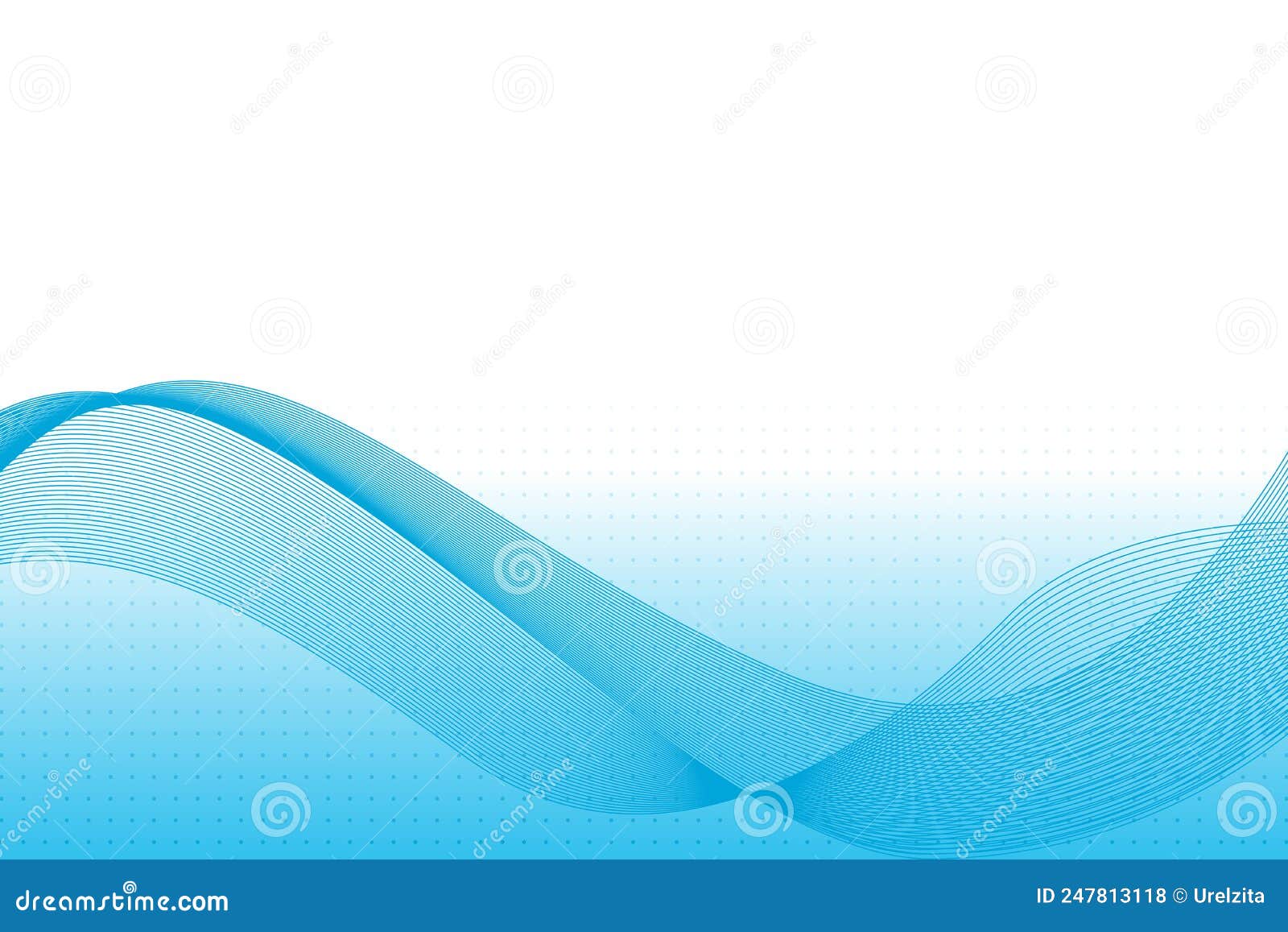 Abstract Blue Wave Lines that Simulate a Fluid Horizontally on a White ...