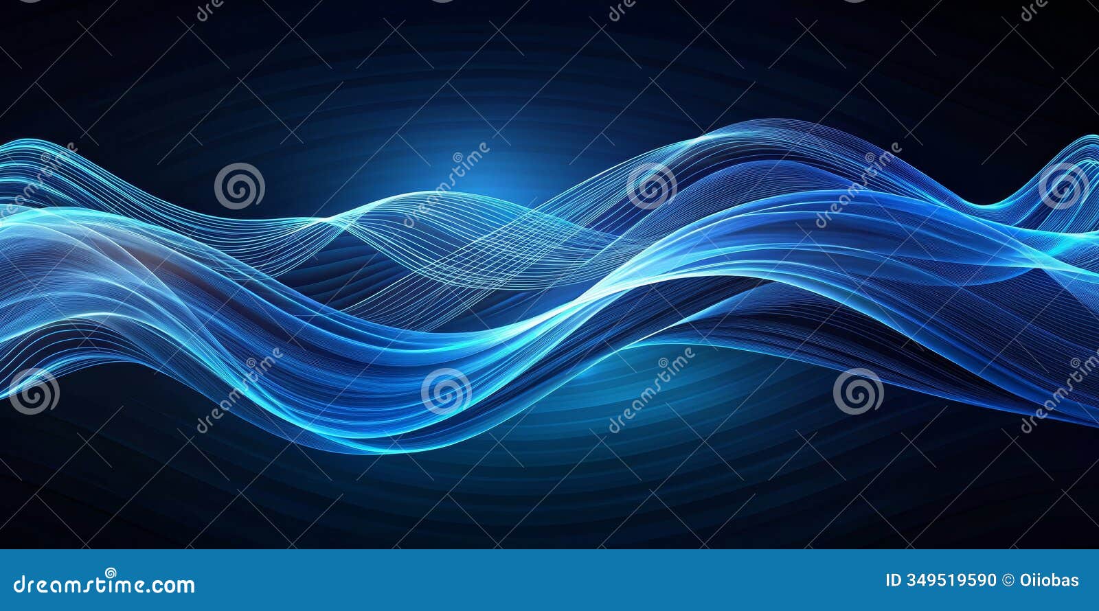 Abstract Blue Wave Luminous Line Composition Stock Illustration ...