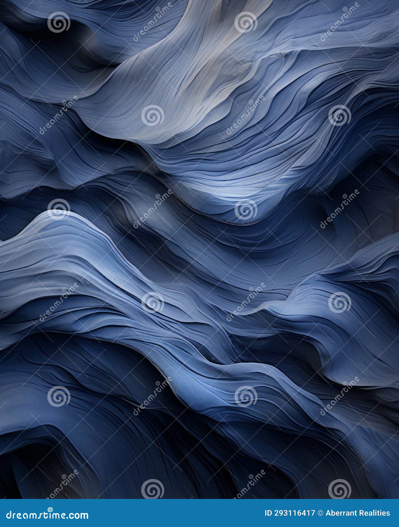 An Abstract Blue Wave Pattern on a Black Background Stock Illustration ...