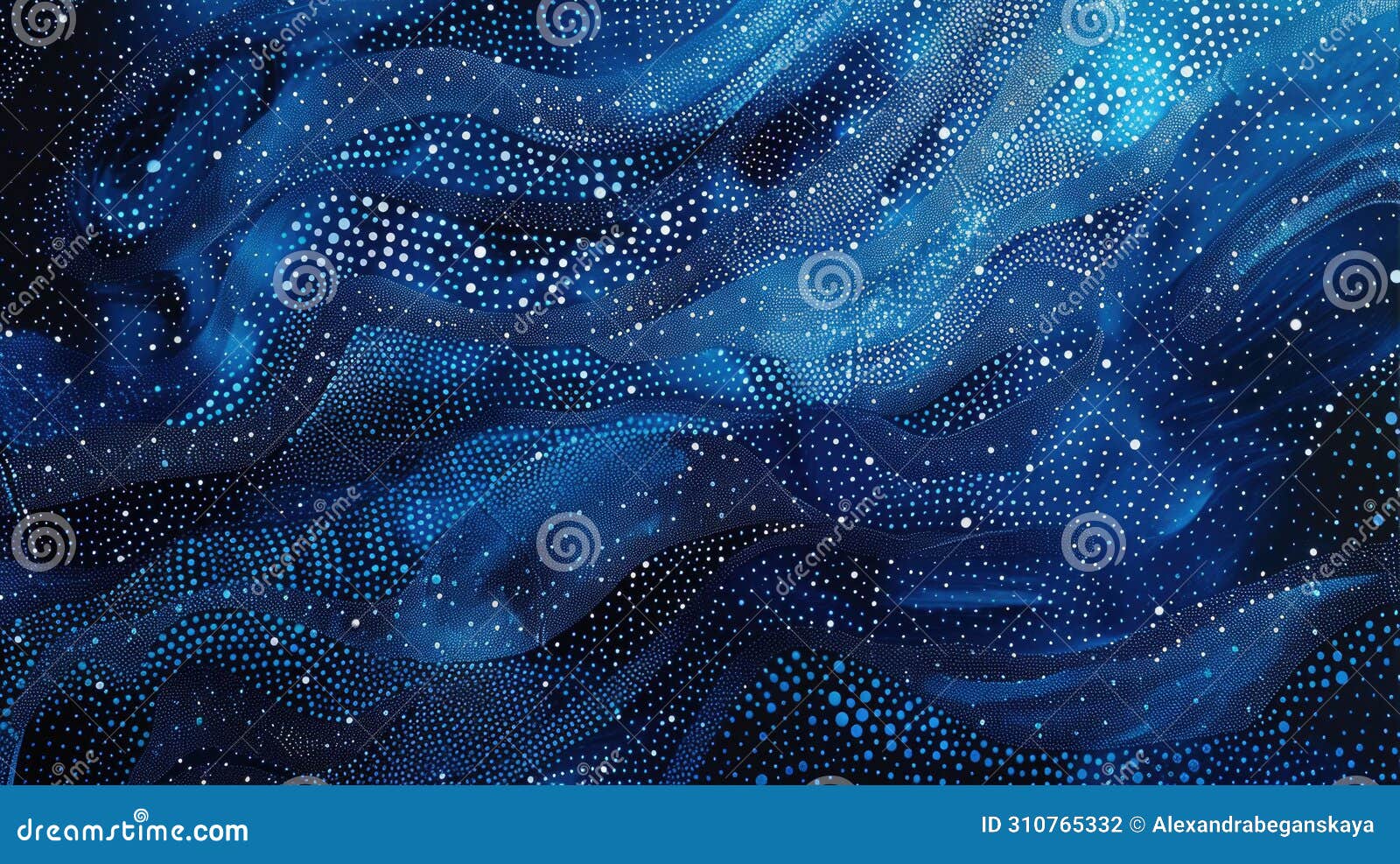 Abstract Blue Wave Pattern with Dotted Design on Dark Background Stock ...
