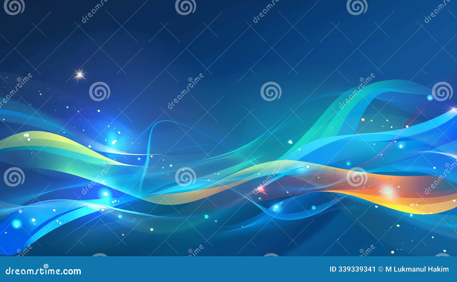 Abstract Blue Wave Pattern with Glowing Stars, Perfect for Modern ...