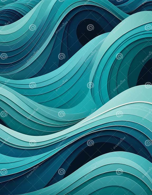 Abstract Blue Wave Patterns Stock Illustration - Illustration of serene ...