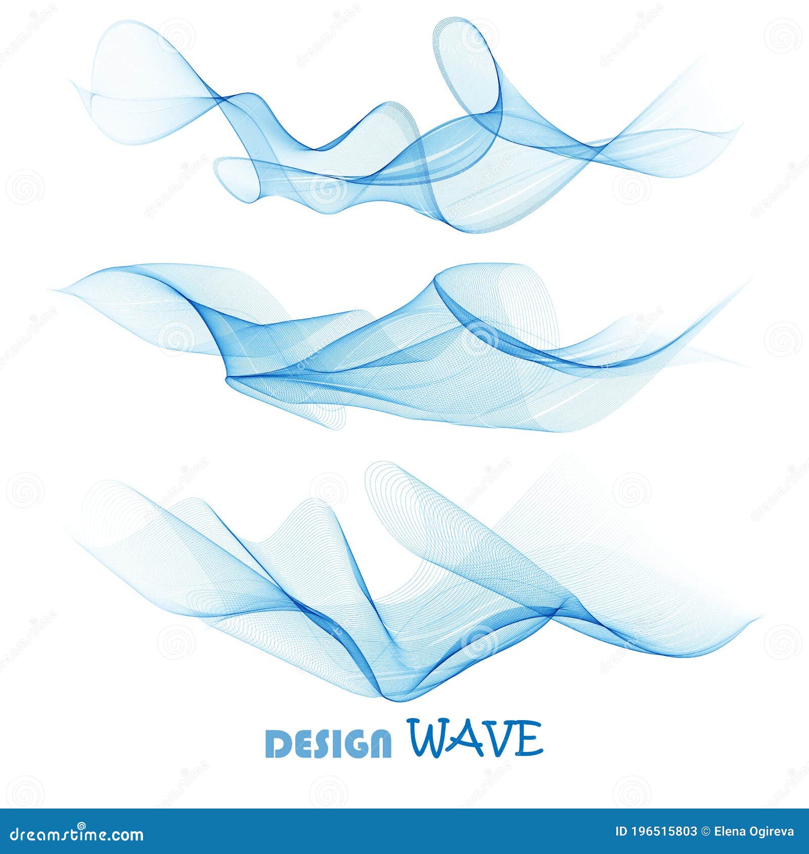 Abstract Blue Wave Set on Transparent Background. Vector Illustration ...