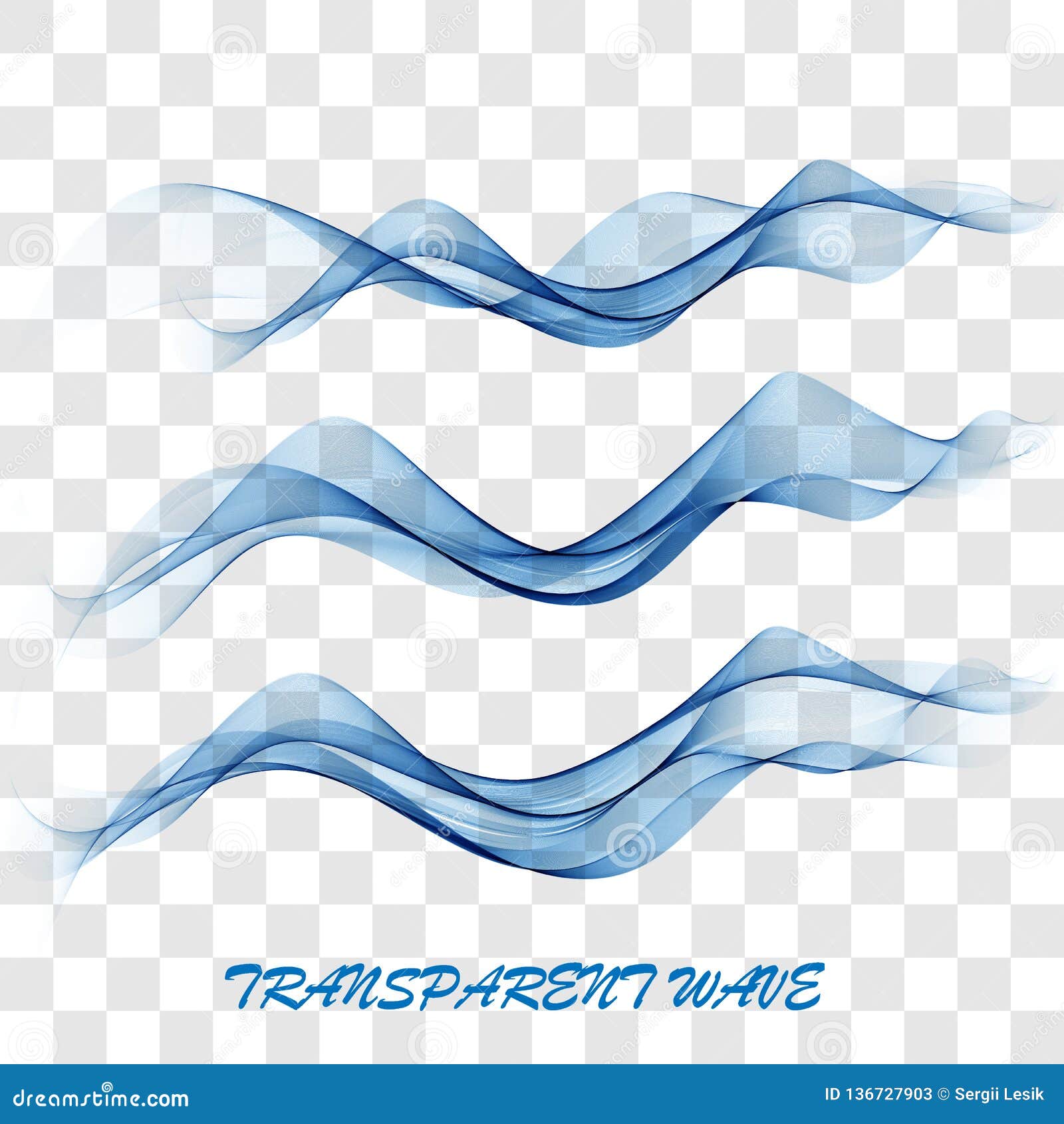 Abstract Blue Wave Set on Transparent Background. Vector Illustration ...